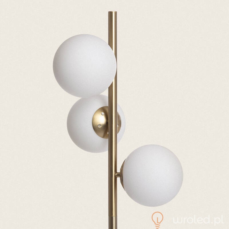 Lampa Podłogowa z Metalu i Szkła Moonlight Brass Round 3-pkt. | wroled.pl
